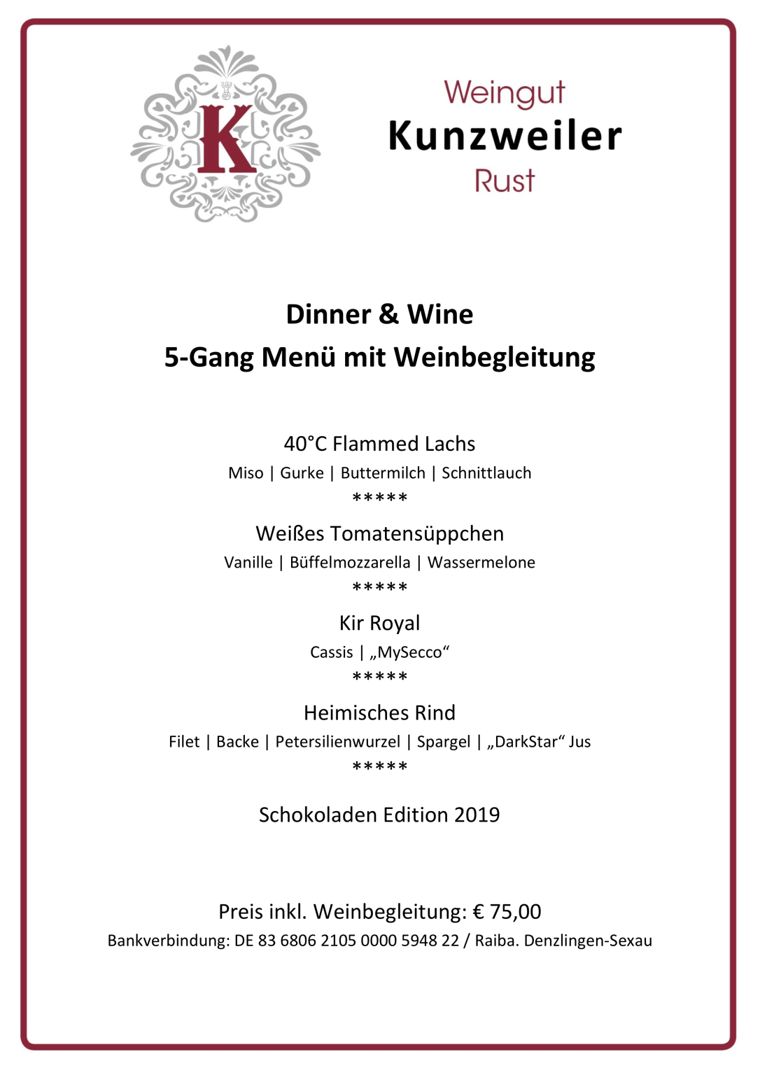Gourmetküche in der Weinstube Kunzweiler – Samstag 1. Juni 2019 ...